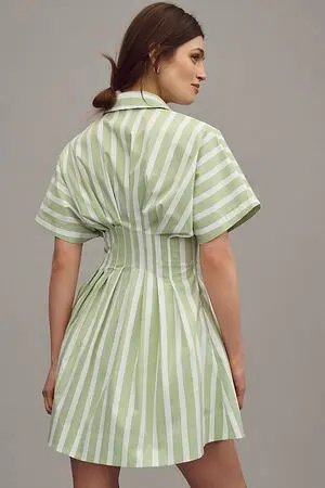 EXQUISE Tobie Shirt Dress - Green Stripe