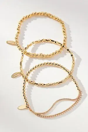 Anthropologie Beaded Bracelet Set - Gold