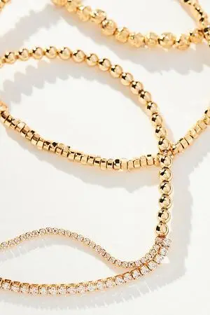 Anthropologie Beaded Bracelet Set Of 3 - Gold