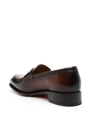 Santoni Penny-slot Leather Loafers - Brown
