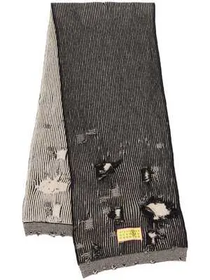 MAISON MARGIELA Numbers-motif Ribbed Scarf - Black