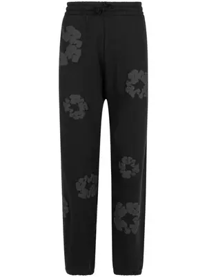 DENIM TEARS Cotton Wreath-print Track Pants - Black