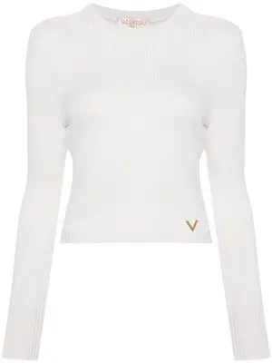 Valentino Garavani V-logo Cashmere Jumper - White