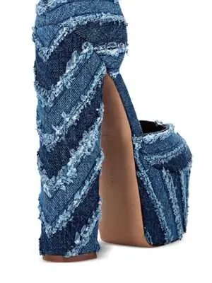 Philipp Plein 120mm Denim Platform Pumps