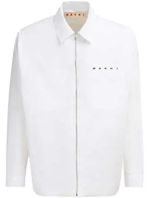 Marni Logo-print Zip-up Shirt - White