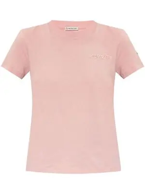 Moncler Logo-patch Cotton T-shirt - Pink