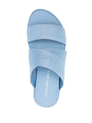 Calvin Klein Logo Flatform Sandals - Blue