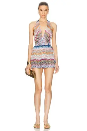 Missoni Missoni Short Romper With Plunging V-Neck And Halterneck Multicolor Spacedyed