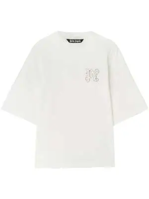 Palm Angels Pa Monogram-embroidered T-shirt - White
