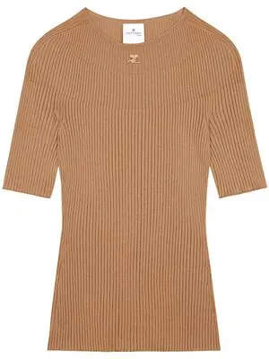 COURREGES Solar Ribbed Knit Sweater - Brown