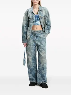 Palm Angels Palm Tree Print Wide Leg Jeans
