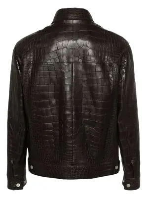 Brioni Embossed Leather Jacket