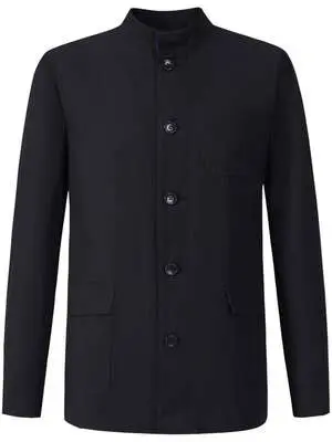 Shanghai Tang Cotton Canvas Mock Neck Button-up Jacket