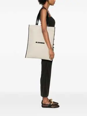 JIL SANDER Flat Embroidered-logo Tote Bag