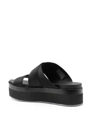 Calvin Klein Logo Jacquard Flatform Sandals - Black