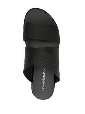 Calvin Klein Logo Jacquard Flatform Sandals - Black