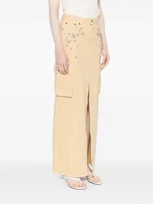 SELF-PORTRAIT Gem-embellished Denim Maxi Skirt