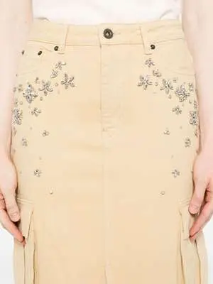 SELF-PORTRAIT Gem-embellished Denim Maxi Skirt