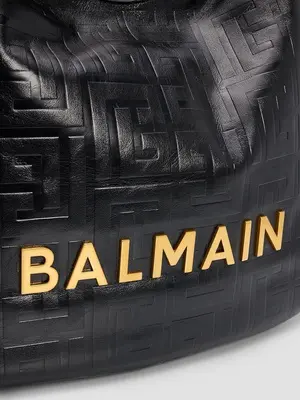Balmain 1945 Soft Cabas Embossed Leather Hobo Bag - Noir