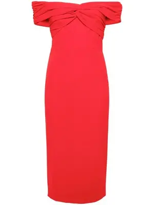 SELF-PORTRAIT Off-shoulder Crepe Midi Dress