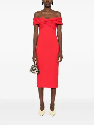 SELF-PORTRAIT Off-shoulder Crepe Midi Dress