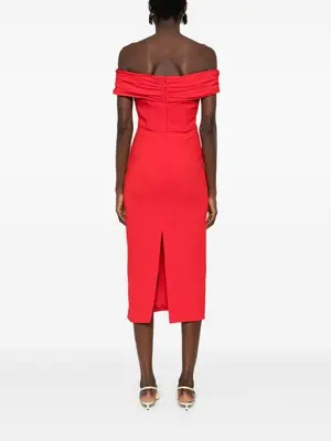 SELF-PORTRAIT Off-shoulder Crepe Midi Dress
