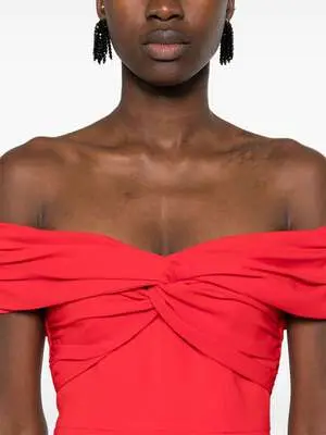 SELF-PORTRAIT Off-shoulder Crepe Midi Dress