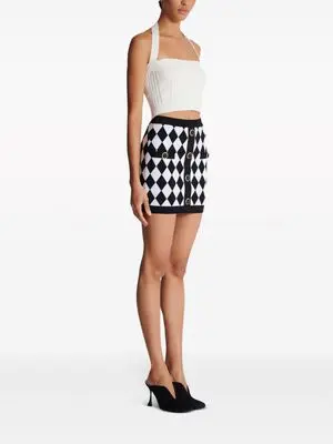 Balmain Diamond-intarsia Knitted Miniskirt