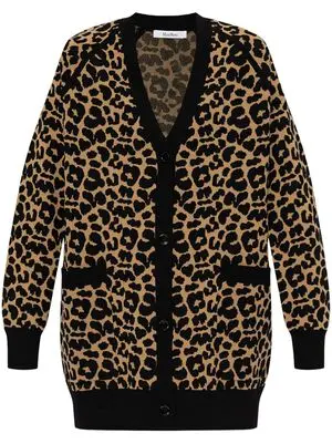 Max Mara Tenore Leopard-intarsia Cardigan