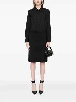 Helmut Lang Straight Wool Skirt - Black