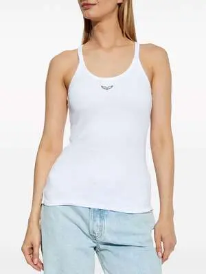 Zadig&Voltaire Alba Logo Plaque Cotton Tank Top - White
