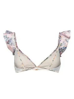 Zimmermann Halliday Spliced Frill Bikini Top - Pink