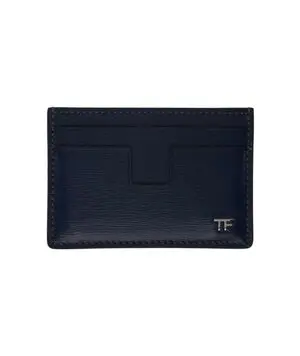 TOM FORD Navy Grain Leather Card Holder - Denim Blue