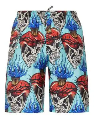 Philipp Plein Silk Shorts Love Tattoo - Blue