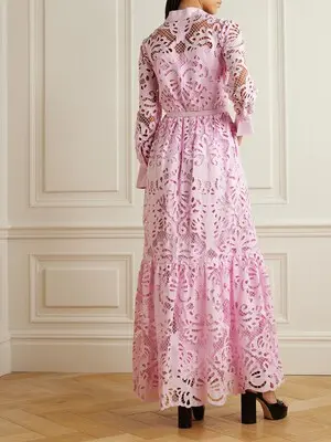 self portrait pink lace maxi dress Self portrait PINK RHINESTONE LACE MIDI DRESS $780 US 4 UK 8
