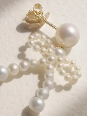 Sophie Bille Brahe Bow Pearl Earrings - Gold