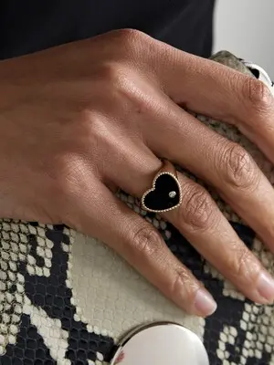 Yvonne Léon Chevalière Coeur Ring - Black