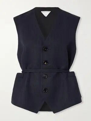 Bottega Veneta Belted Wool Waistcoat - Black