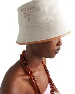 Prada Linen-blend Bucket Hat - Neutral