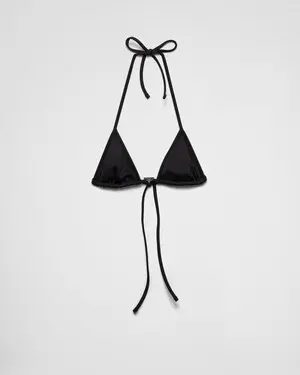 Prada Interlock Fabric Triangle Bikini Top - Black