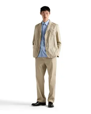 Prada Stretch Poplin Wide Leg Pants - Neutral