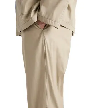 Prada Stretch Poplin Wide Leg Pants - Neutral