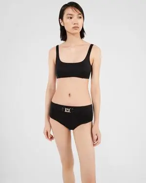 Prada Interlock Fabric Bralette Bikini Top