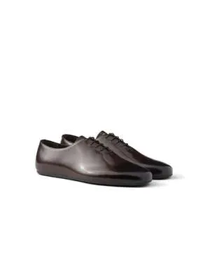 Prada Brushed Leather Lace-up Shoes - Brown