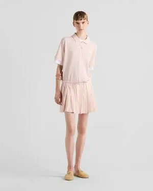 Prada Pleated Piqué Miniskirt