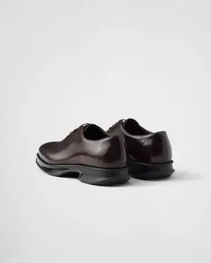 Prada Black Leather Lace-Up Oxford Shoes with Red Insole Detail PRADA black leather 2017 PLATFORM BROGUE Oxford Shoes 38 For  main image 4