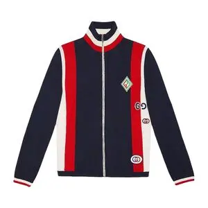Gucci Logo Appliqued Striped Wool Sweater - Multicolor