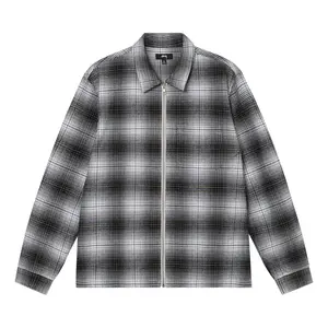 StÜssy Paul Shadow Plaid Zip Shirt - Black