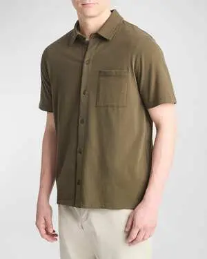 Vince Sueded Jersey Button-down Shirt - Forest Shadow