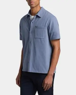 Vince Apos;s Sueded Jersey Button-down Shirt - Hawk Blue